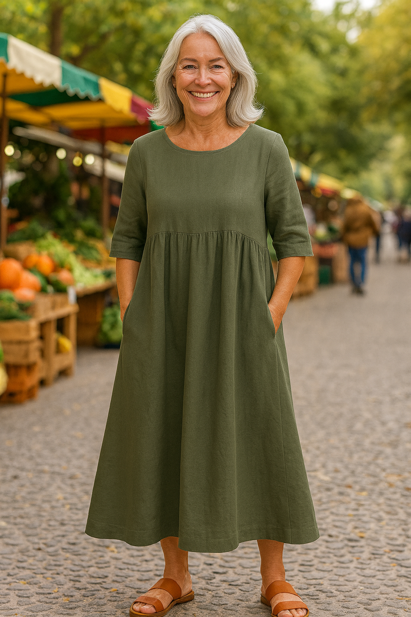 Anora| Flattering Cotton Pocket Dress – Ella Wear